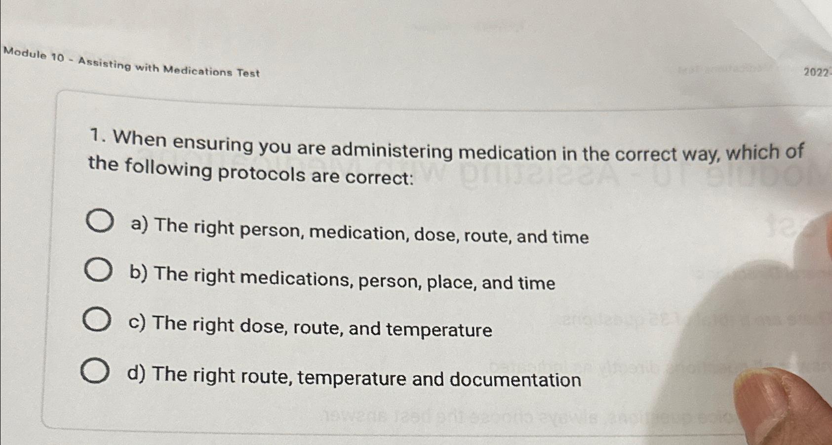 Solved Module 10 - ﻿Assisting with Medications TestWhen | Chegg.com