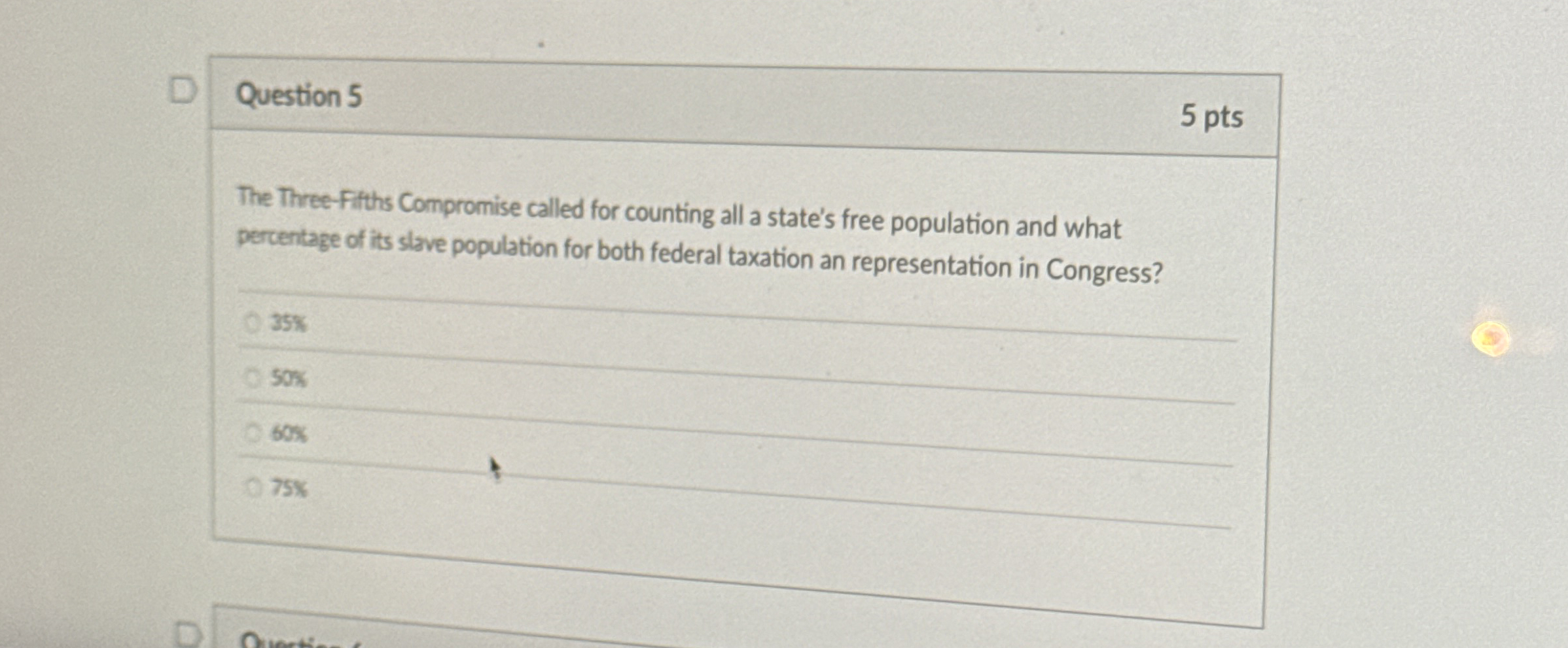 Solved Question 55 ﻿ptsThe Three-Fifths Compromise called | Chegg.com