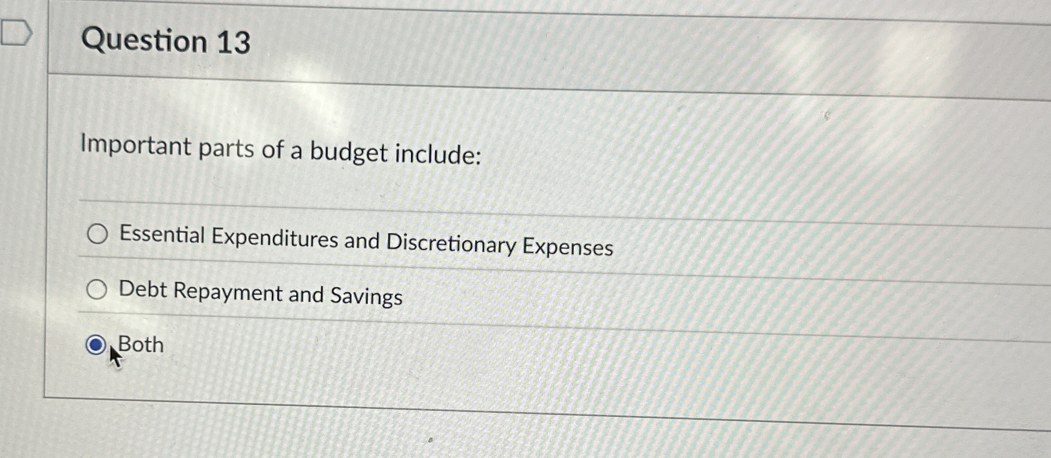 Solved Question 13Important parts of a budget | Chegg.com