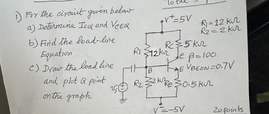 Solved For the circuit given belowa) ﻿Determine ICQ and | Chegg.com
