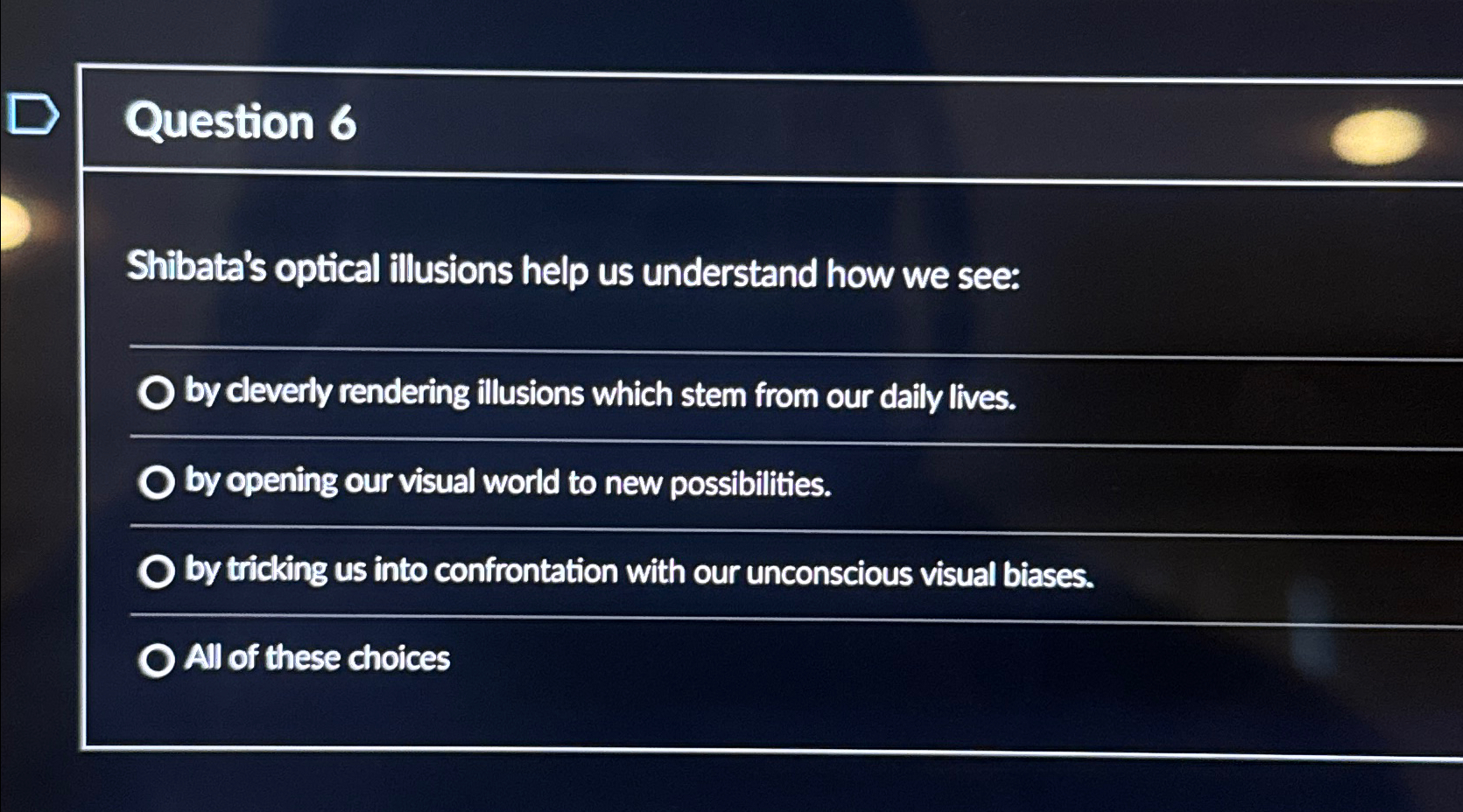 Solved Question 6Shibata's optical illusions help us | Chegg.com