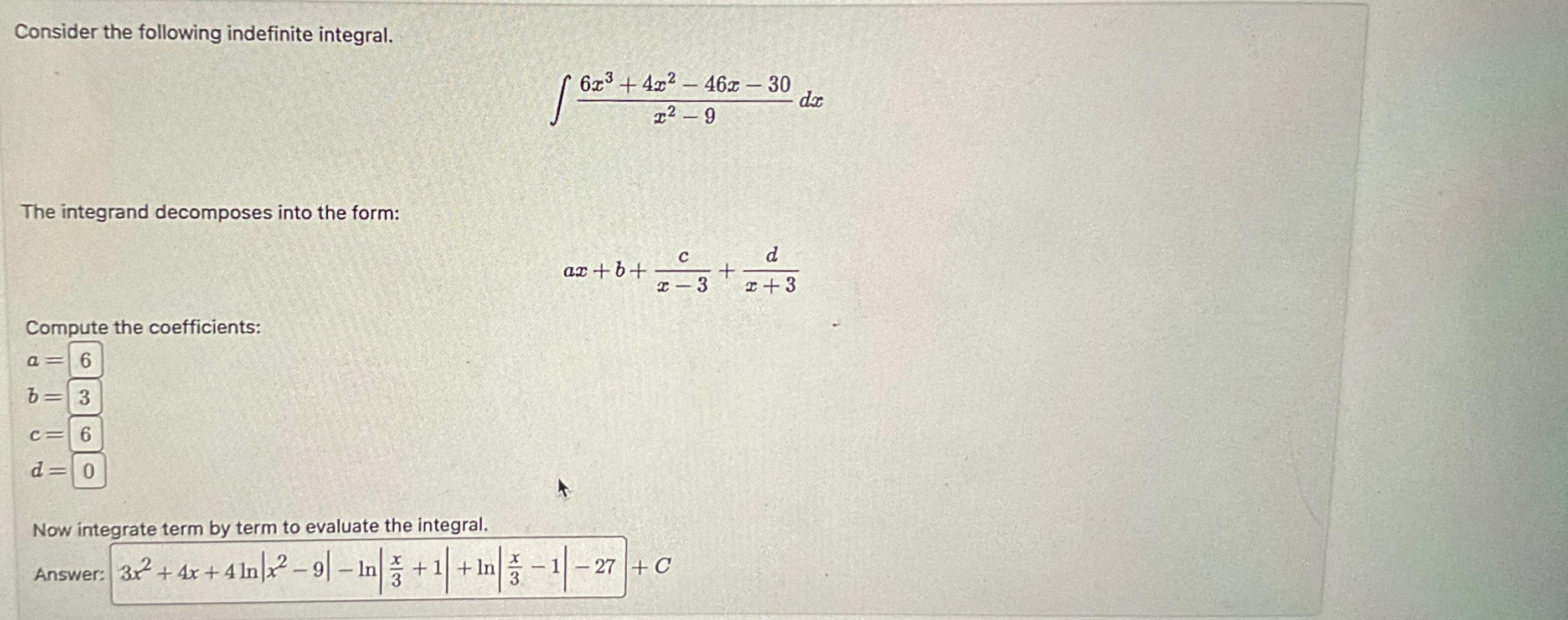 Solved Consider the following indefinite | Chegg.com