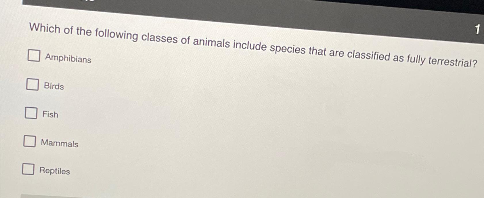 Solved Which of the following classes of animals include | Chegg.com