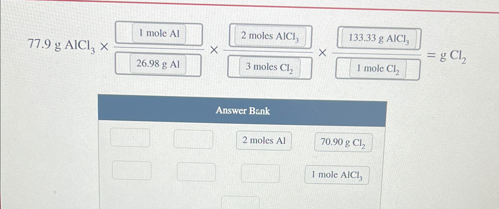 Solved How many grams of Cl2 ﻿are needed to form 77.9g ﻿of | Chegg.com