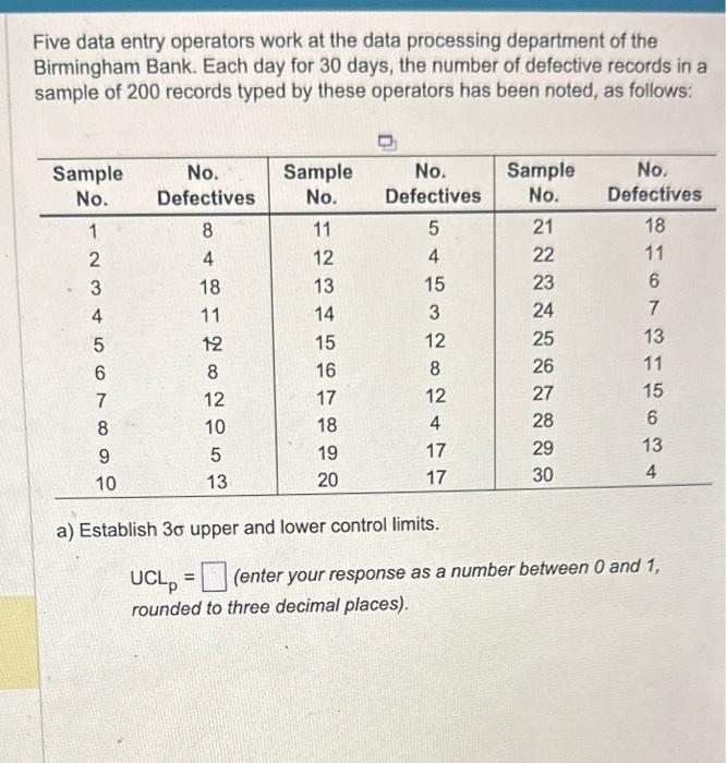 Solved Five data entry operators work at the data processing | Chegg.com