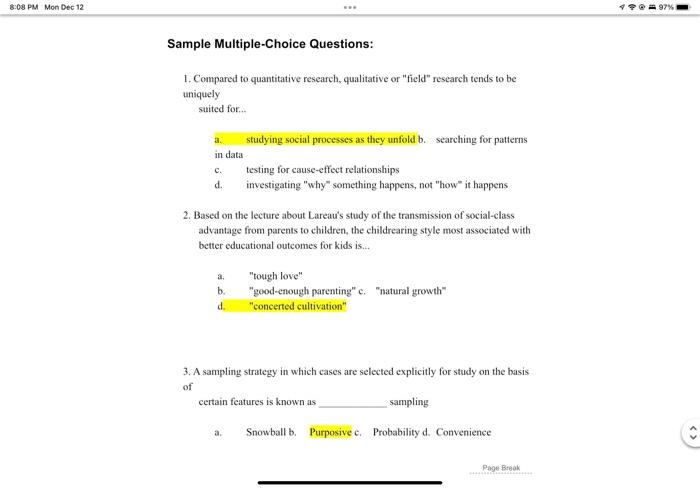 Sample Multiple-Choice Questions: 1. Compared to | Chegg.com