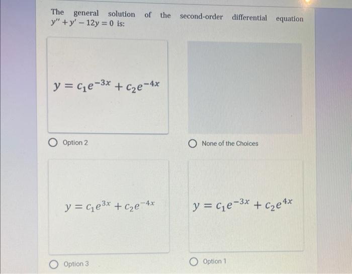Solved The general solution of the second-order differential | Chegg.com