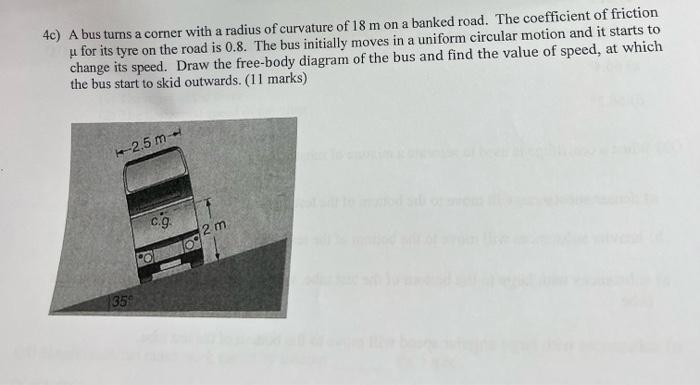 Solved 4c) A bus turns a corner with a radius of curvature | Chegg.com