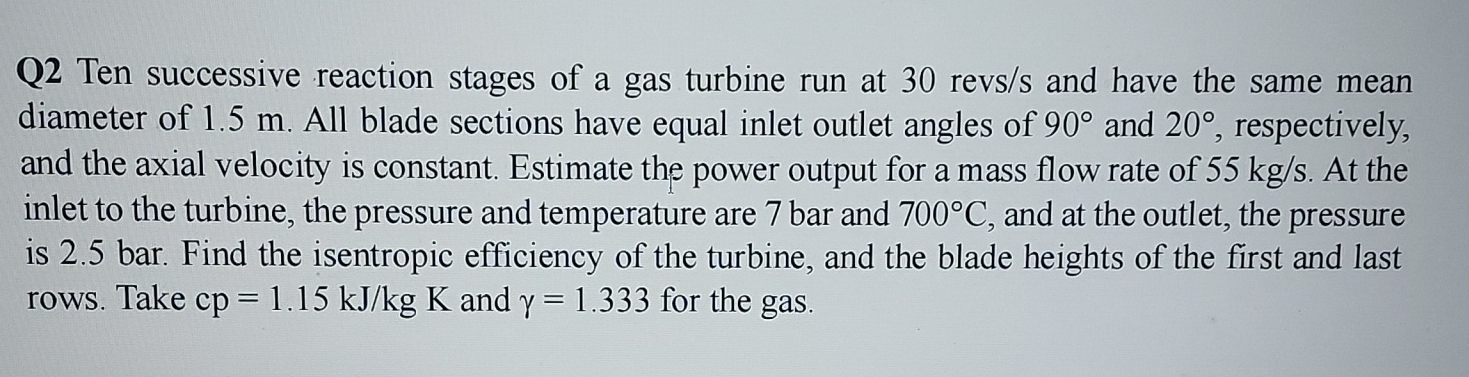 Solved Ten successive reaction stages of a gas turbine run | Chegg.com