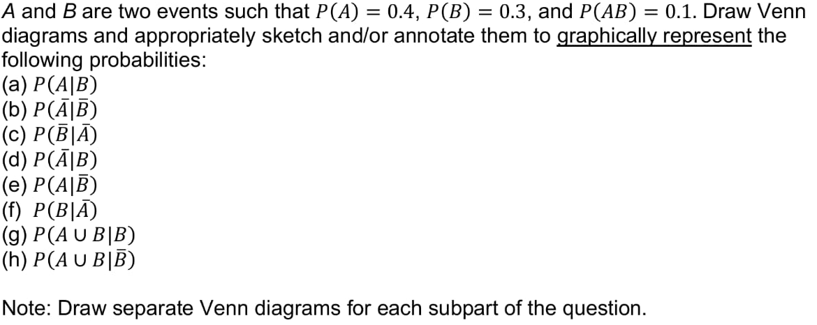 A and B ﻿are two events such that P(A)=0.4,P(B)=0.3, | Chegg.com