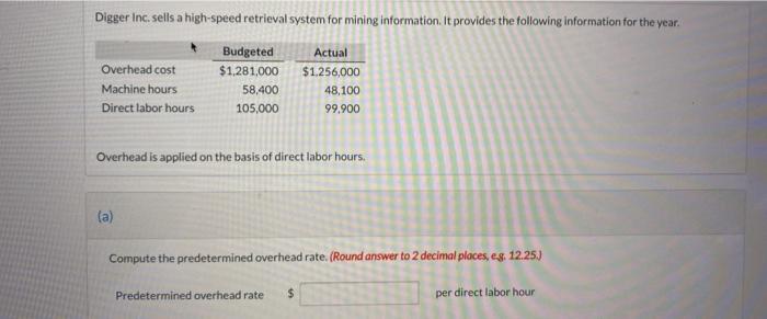 Solved Digger Inc. sells a high-speed retrieval system for | Chegg.com