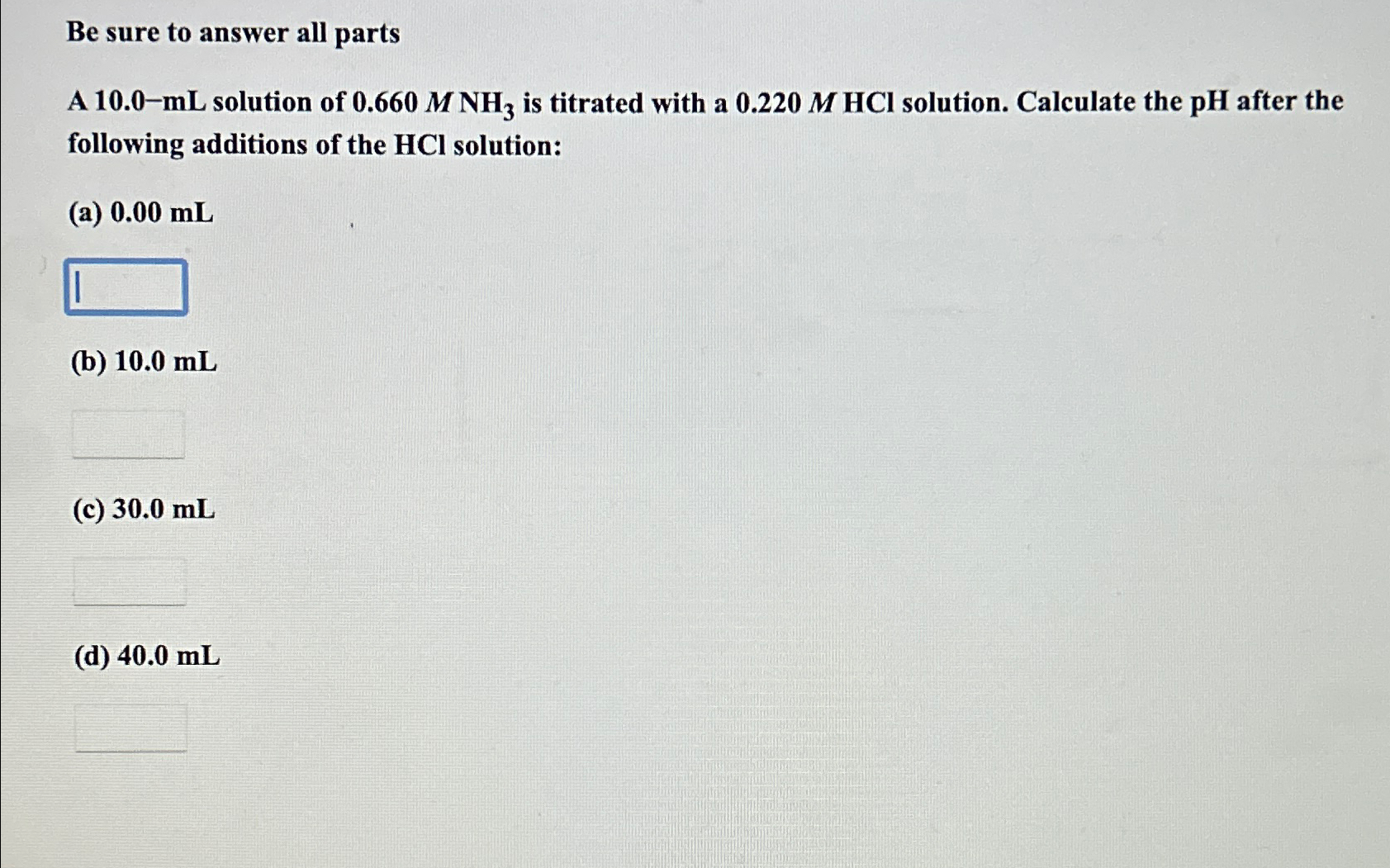 Solved Be sure to answer all partsA 10.0- mL ﻿solution of | Chegg.com