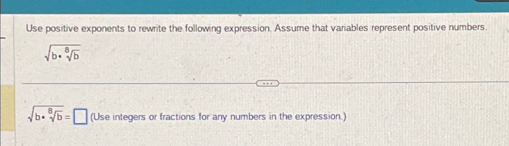 Solved Use positive exponents to rewrite the following | Chegg.com