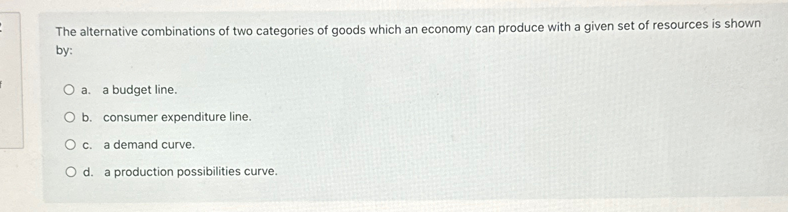 Solved The alternative combinations of two categories of | Chegg.com