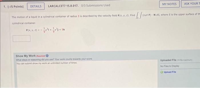 Solved The motion of a liquld in a cylindrical container of | Chegg.com