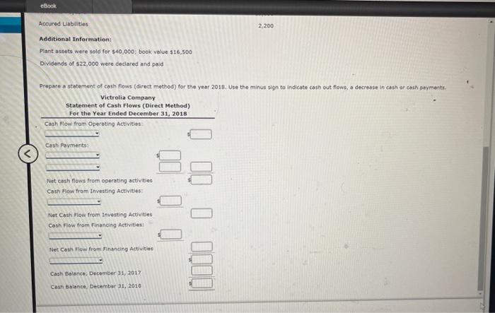 Solved Use the following excerpts from victroia Company's | Chegg.com
