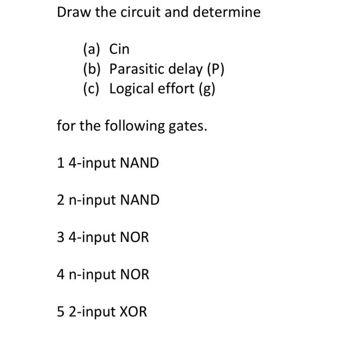 Solved Draw the circuit and determine (a) Cin (b) Parasitic | Chegg.com