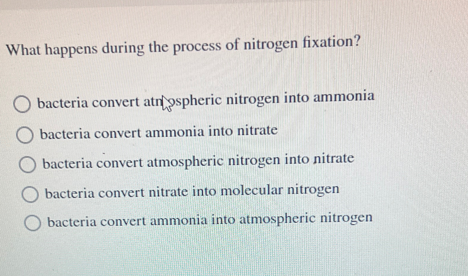 Solved What happens during the process of nitrogen | Chegg.com