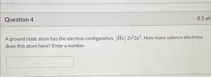 Solved A ground state atom has the electron configuration, | Chegg.com