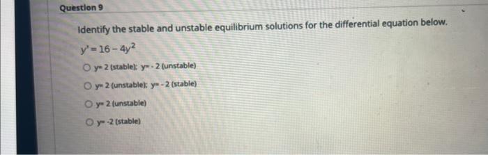 Solved Identify the stable and unstable equilibrium | Chegg.com