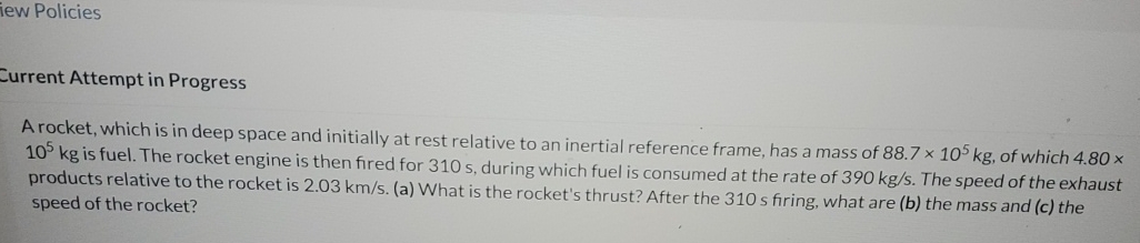 Solved iew PoliciesCurrent Attempt in ProgressA rocket, | Chegg.com