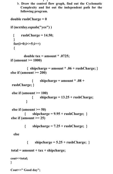 4. Cyclomatic Complexity_ a. Draw the control flow | Chegg.com