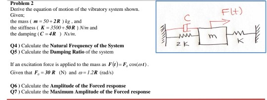 Solved FLU) с 2K Problem 2 Derive the equation of motion of | Chegg.com