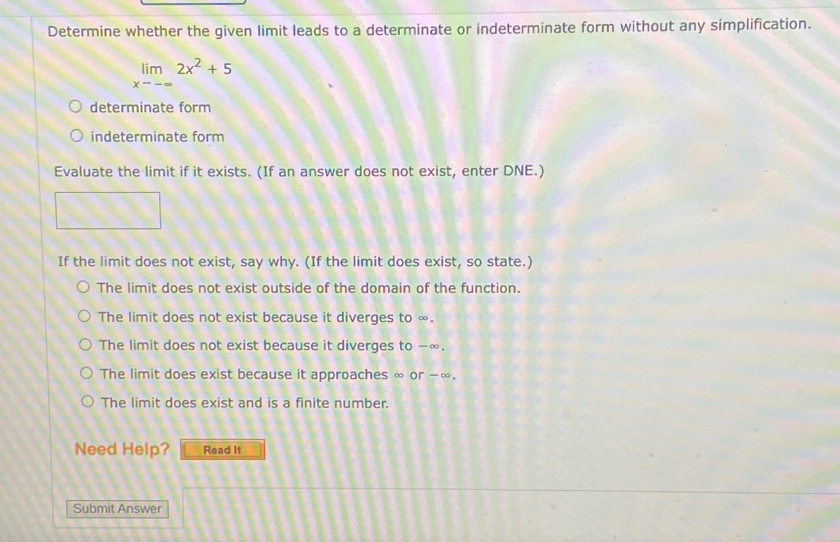Solved Determine whether the given limit leads to a | Chegg.com