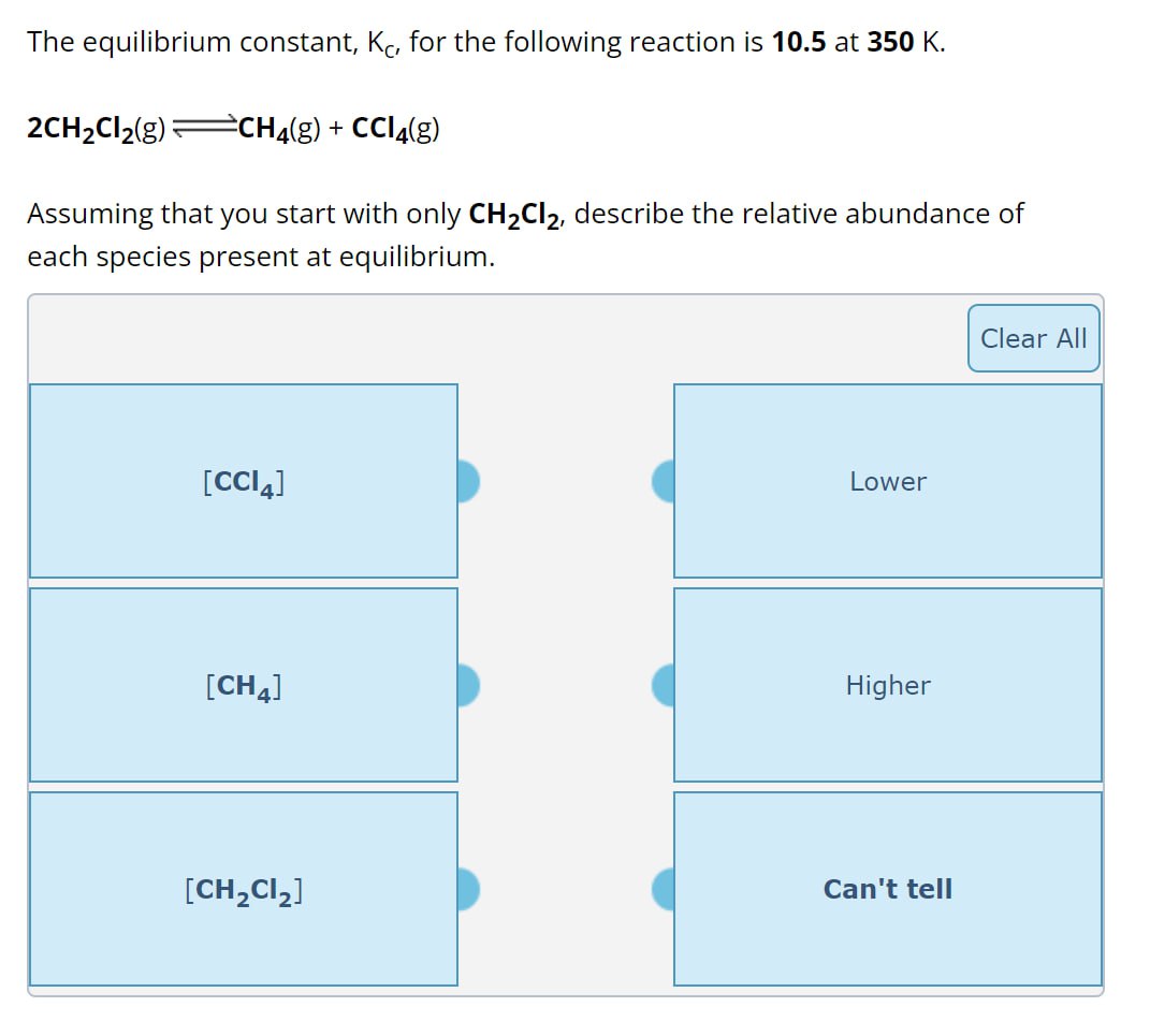 Solved The equilibrium constant, KC, ﻿for the following | Chegg.com