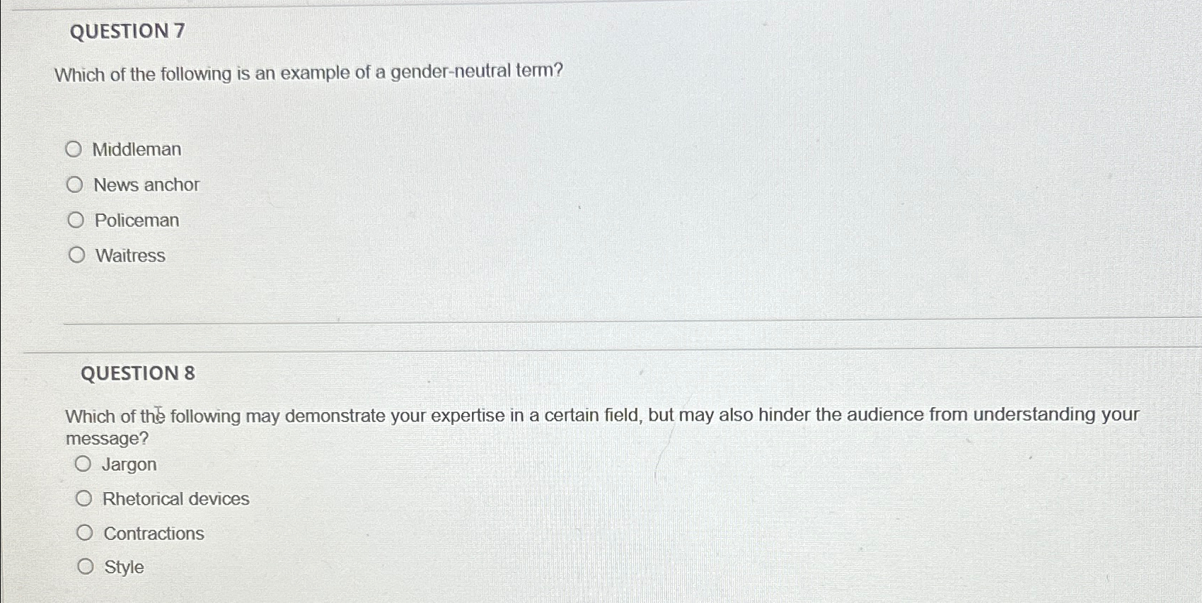Solved QUESTION 7Which of the following is an example of a | Chegg.com