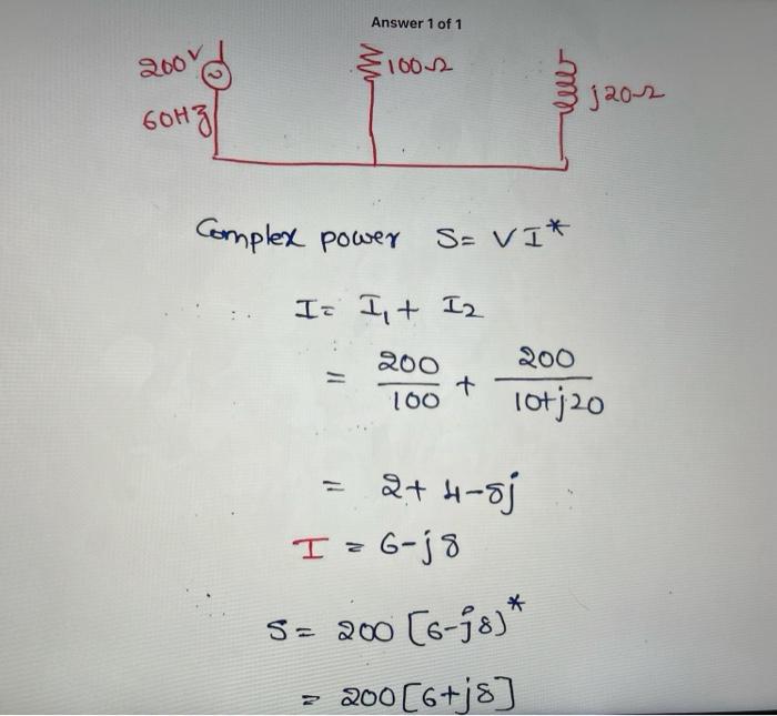 Solved can you please explain how he got 200/10+j20? im | Chegg.com
