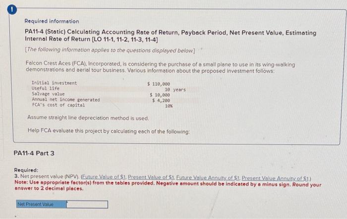 Solved Required information PA11-4 (Static) Calculating | Chegg.com
