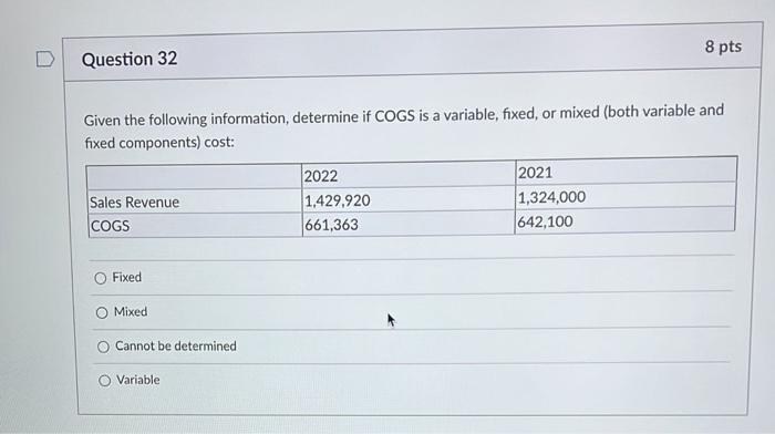 Solved Given the following information, determine if COGS is | Chegg.com