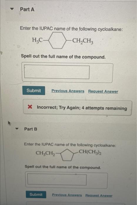 Solved Enter the IUPAC name of the following cycloalkane: | Chegg.com