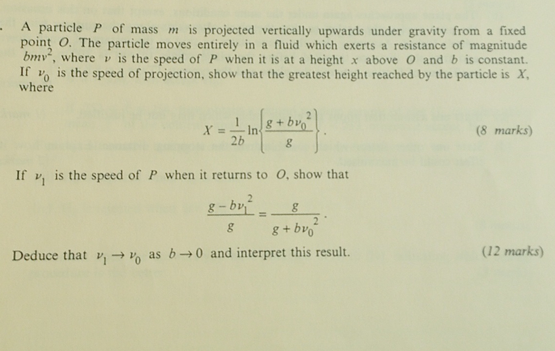 Solved A particle P ﻿of mass m ﻿is projected vertically | Chegg.com