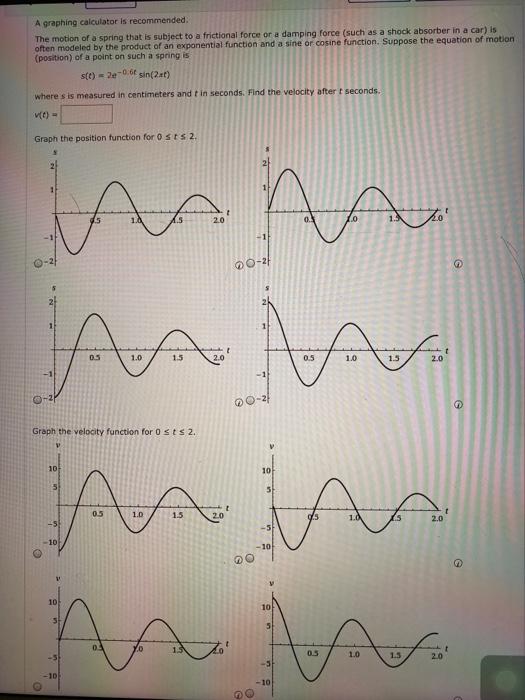 Solved A graphing calculator is recommended The motion of a | Chegg.com
