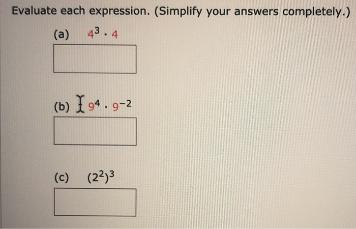 Solved Evaluate each expression. (Simplify your answers | Chegg.com