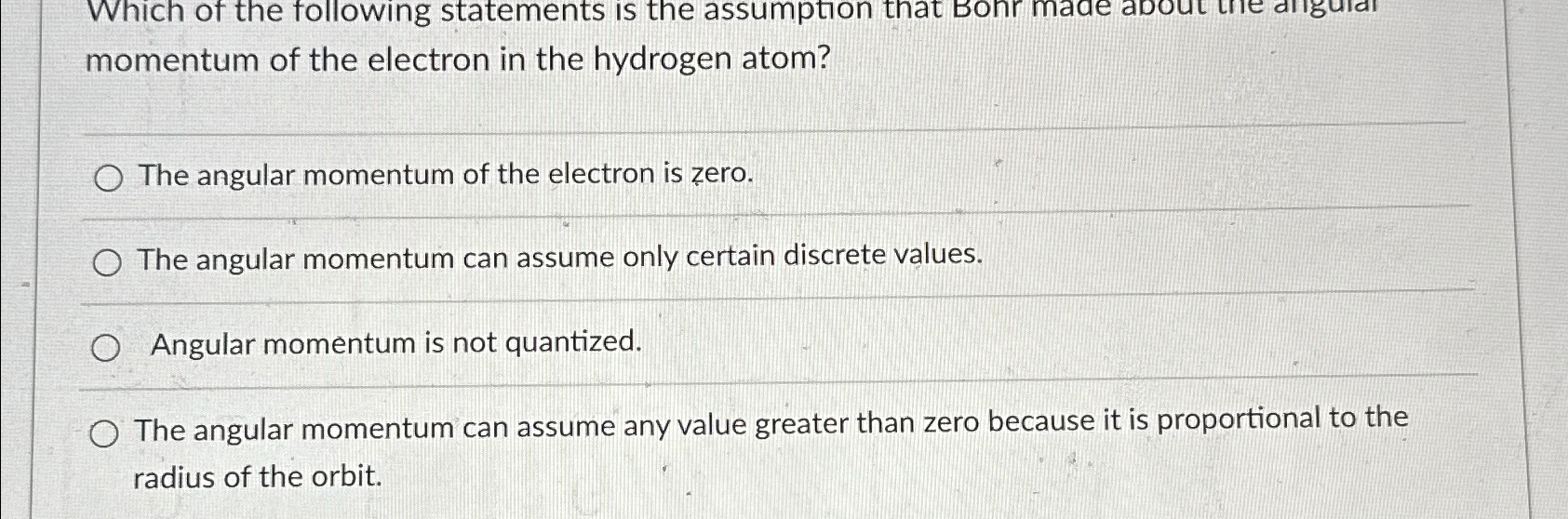 Solved momentum of the electron in the hydrogen atom?The | Chegg.com