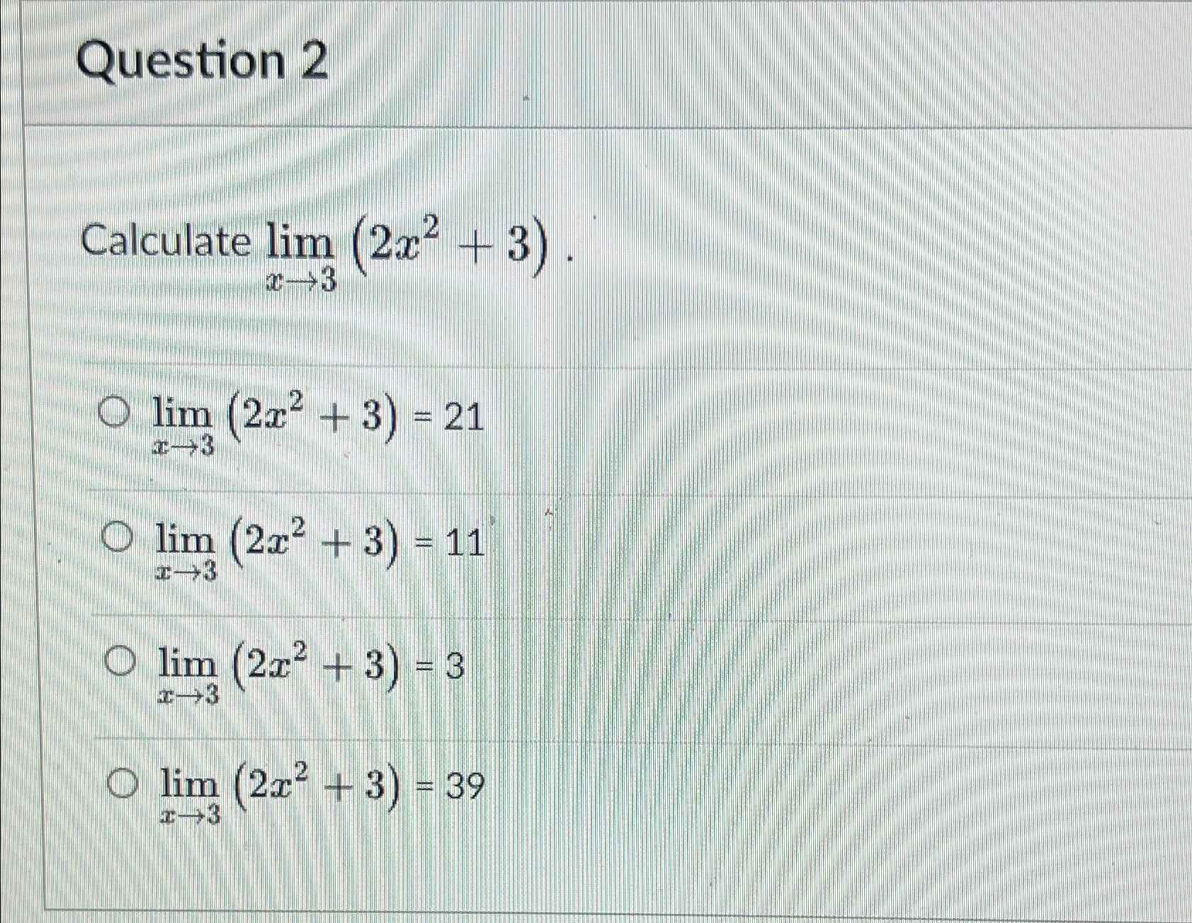 Solved Question 2Calculate | Chegg.com