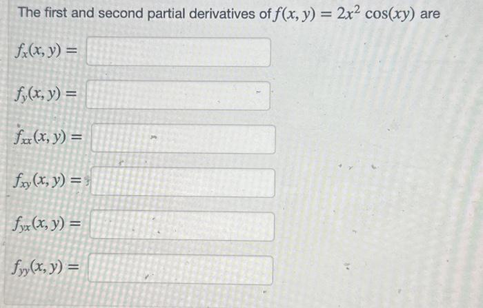 Solved The first and second partial derivatives of | Chegg.com