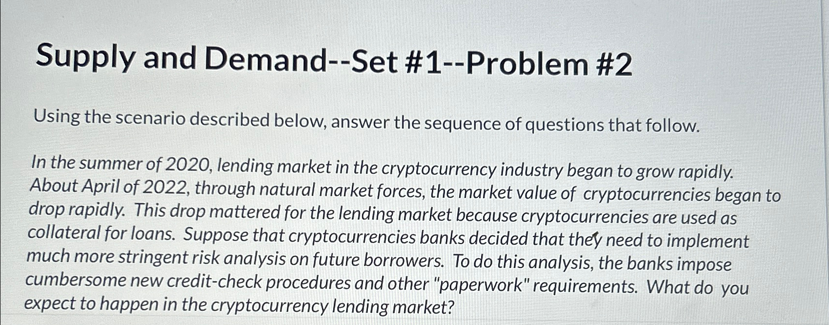 Solved Supply and Demand--Set #1--Problem #2Using the | Chegg.com