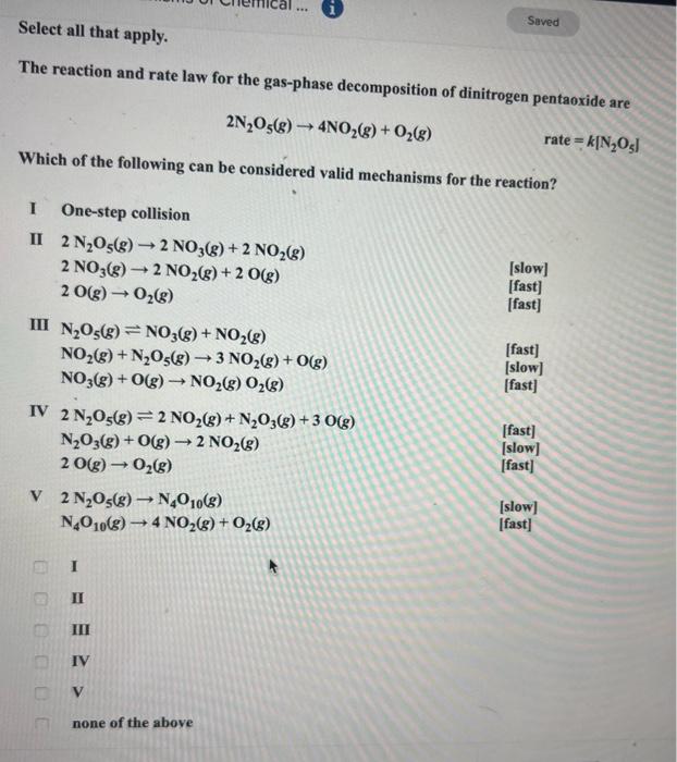 Solved The reaction and rate law for the gas-phase | Chegg.com