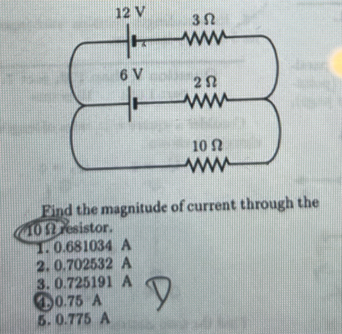 Solved Find the magnitude of current through the | Chegg.com