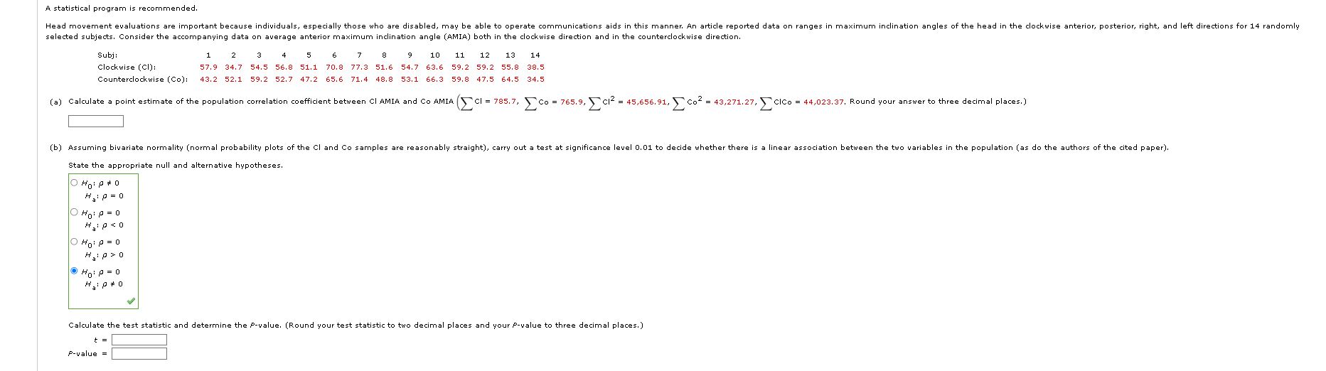 Solved A statistical program is recommended.State the | Chegg.com