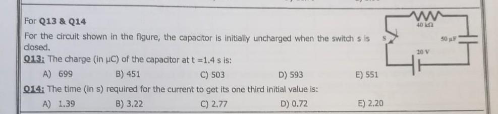 Solved For Q13 \& Q14 For the circuit shown in the figure, | Chegg.com