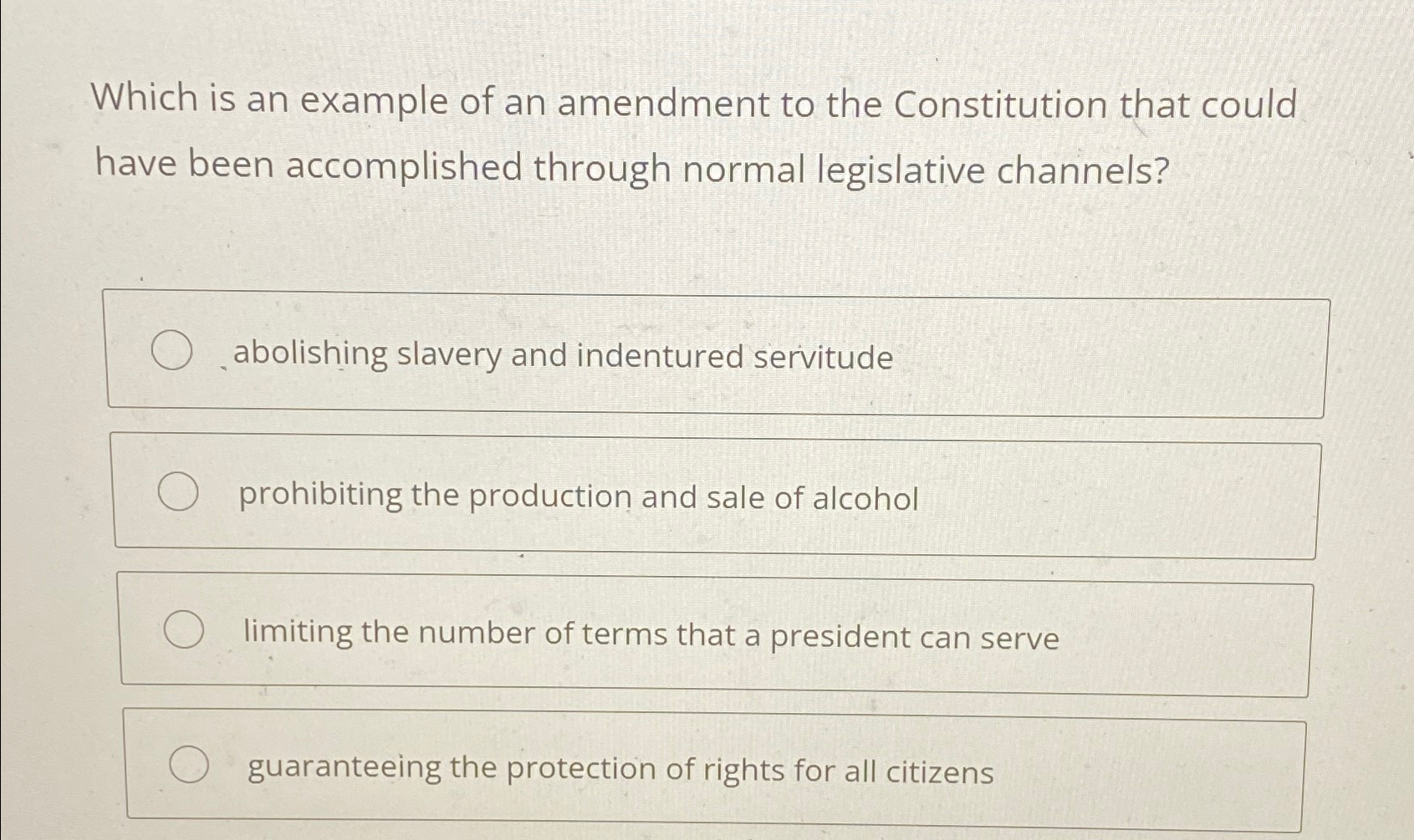 Solved Which is an example of an amendment to the | Chegg.com