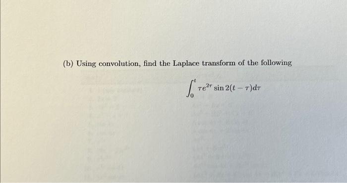 Solved (b) Using convolution, find the Laplace transform of | Chegg.com