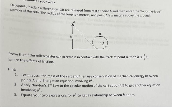 Solved Occupants inside a rollercoaster car are released | Chegg.com