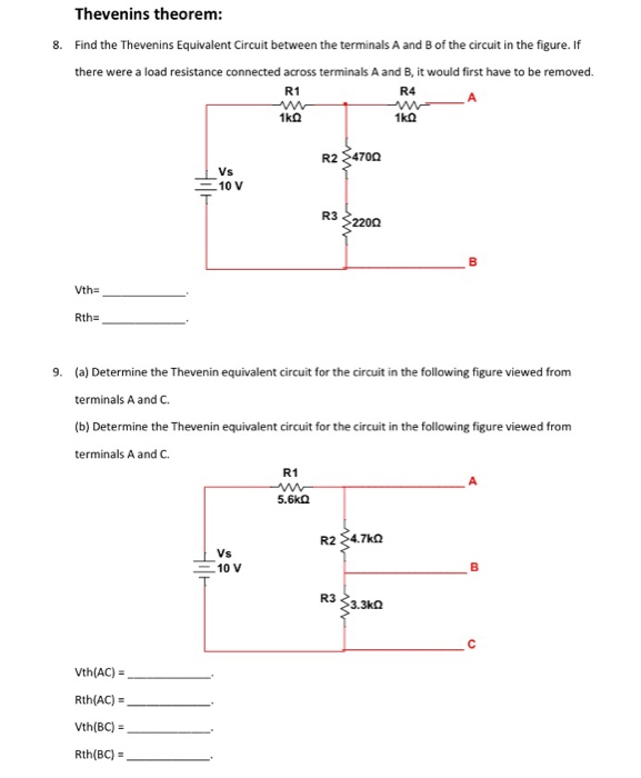 Solved Thevenins theorem: 8. Find the Thevenins Equivalent | Chegg.com