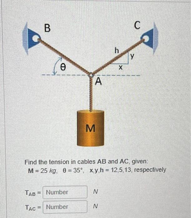 Solved B A TAB = Number TAC = Number M N h N X Find the | Chegg.com
